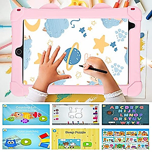 HeavenBird Kids Tablet 8 Inch, Smart Tablet for Kids with Stylus Pen & Earphone, Android 10, 2GB & 32GB, 1280 x 800 IPS Touchscreen Display, Triple Camera, Children-Tablet Proof Case