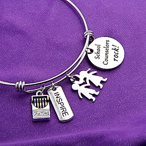 SEIRAA School Counselor Gift Teacher Bracelet End of Year Gift For Teacher Graduation Jewelry Principal Gift (School counselor bracelet)