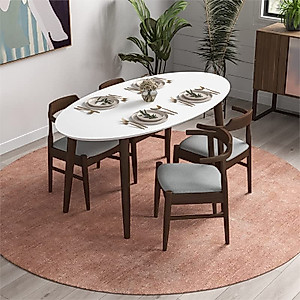 Stowe Modern Style Solid Wood Walnut White Top Oval Kitchen&Dining Room Table