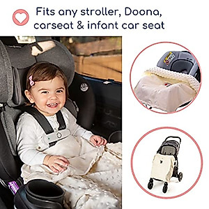 Non-Slip Stroller Blanket - Stays in Place, Off The Floor, Out of Stroller Wheels. Light Spring Soft Cream Baby Blanket for Infant and Toddlers, Universal Fit for All Strollers and Car Seat