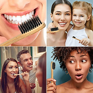 BlauKe Bamboo Toothbrushes Soft Bristles 4-Pack – Biodegradable, Sustainable, Natural, Eco-Friendly – Black Charcoal Wooden Toothbrushes