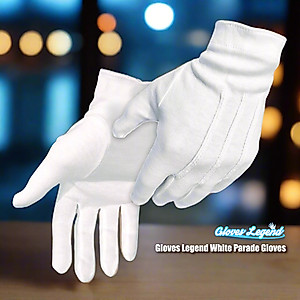 Gloves Legend 3 Pairs (6 Gloves) XL 100% Cotton White Marching Band Parade Formal Attire Costume Gloves For Men