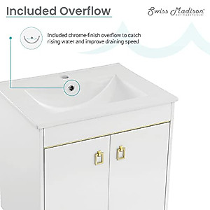 Swiss Madison Lumiere 24" Bathroom Bath Vanity, White and Gold