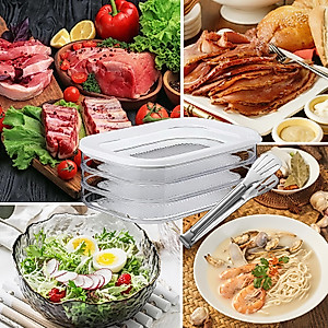 RAUWIZX 3 PCS Bacon Refrigerator Crisper with Lid, Deli Meat Cold Cut Food Storage Organizer, Plastic Bacon Crisper, Stackable Refrigerator Transparent Organizer, (FREE MEAT CUTTERS)