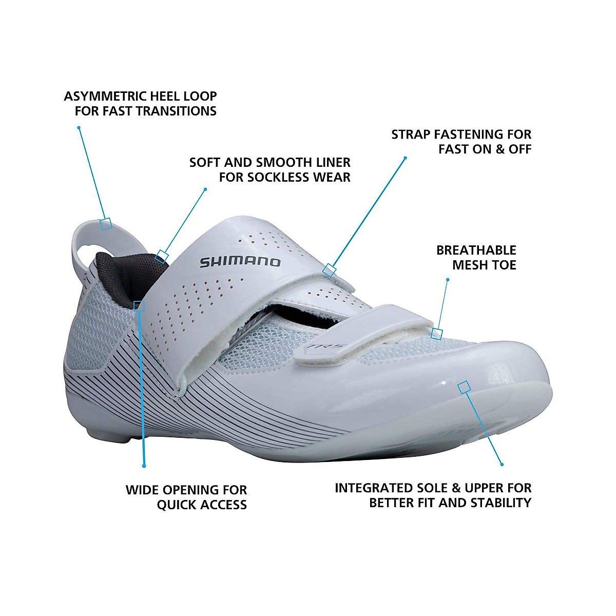 SHIMANO SH-TR501W Specialist Short Course Triathlon Shoe, White, 7-7.5 Women (EU 39)