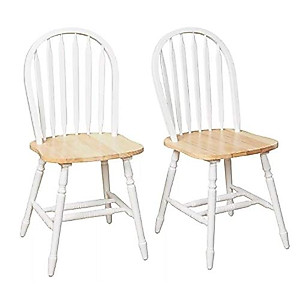 Target Marketing Systems, Inc. Set of 2 Carolina Windsor Classic Farmhouse Style Dining Chair (White/Natural)