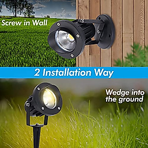 AOTSTIK 18W Outdoor LED Spotlight with Photocell Sensor Waterproof Dusk to Dawn Landscape Lighting 5000K Neutral Light for Tree Yard Flag Garden Decor 3 FT UL Cord with US 3-Plug in (1 Pack)