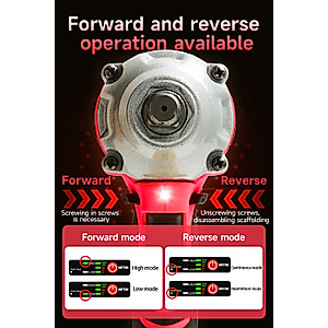 SKOVENSY Cordless Impact Wrench 258Ft-lb（350N.m）, 1/2 Impact Gun, 2 Batteries, Pistola de Impacto, with 5 Sockets, Electric Impact Driver for Car Tires and Home RED