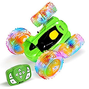 Contixo RC Stunt Car 4WD 2.4Ghz - Double Sided 360° Rotating Remote Control Toy with Lights, for Boys & Girls Age 4-12 Green