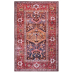 SAFAVIEH Tucson Collection Accent Rug - 3' x 5', Navy & Rust, Boho Persian Design, Non-Shedding Machine Washable & Slip Resistant Ideal for High Traffic Areas in Foyer, Living Room, Bedroom (TSN127N)