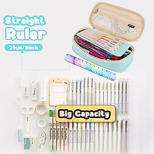 Oyachic Big Capacity Pencil Case, Telescopic Pencil Pouch,Zipper Pen Bag,Canvas Markers Organization Makeup Bag Box,Pencil Holder Office Supplies