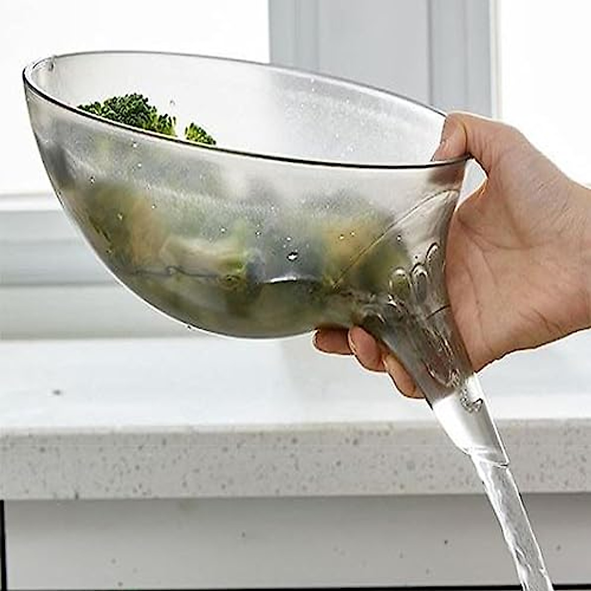 Drainer Food Basket with Spout, Multifunctional Draining Fruit Food Vegetable Kitchen Sink Drainer Bowl Colander Drainbowl Fruits Washer Salad Basket (2PCS*Grey)