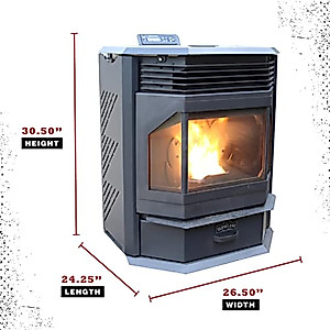 Cleveland Iron Works PSBF66W-CIW Bayfront Pellet Stove, WiFi Enabled, 66 lb Hopper, Black