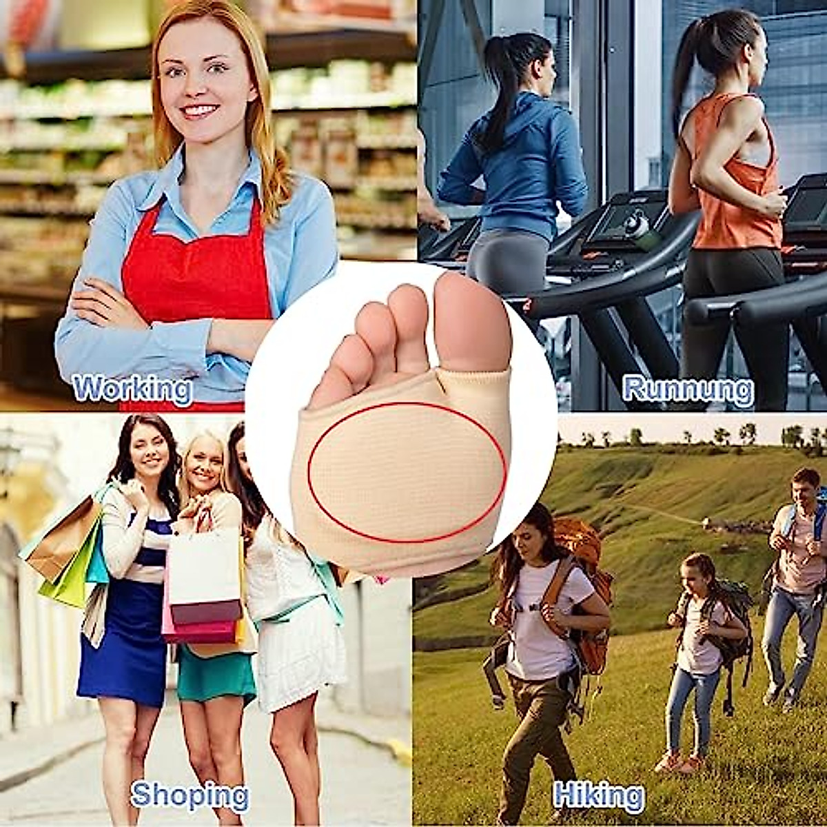 Metatarsal Pads for Women and Men,Ball of Foot Pain Relief,Soft Gel Inside,Help Metatarsalgia,Mortons,Neuroma,Calluses Blisters,Diabetic Feet(2 Pack)