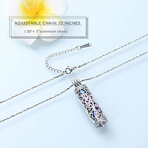 Imrsanl Cremation Jewelry for Ashes Tree of Life Urn Necklace Cylinder Vial Urn Necklace for Men Women Keepsake Ashes Necklace Pendent (Rainbow)