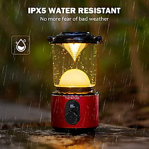 Yonktoo LED Rechargeable Camping Lantern, 10400 mAh Rechargeable Aluminum Camping Light & Flashlight , 5 Light Modes, IPX5 Waterproof, Hurricane Emergency light, Hiking, Home, USB Cable Included (Red)