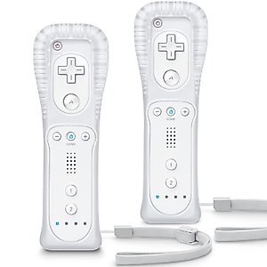 TIANHOO Wii Controller 2 Pack, Wii Remote Controller, with Silicone Case and Wrist Strap, Remote Controller for Wii/Wii U, White