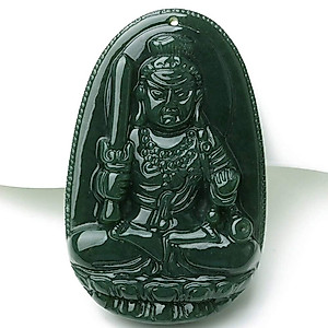 EASTCODE Fine Jewelry 100% Pure Natural Jade Hand Carving Acalanatha Bodhisattva Buddha Necklace Pendant