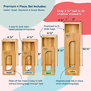Neat Diva 5 Piece Bundle includes a 4 Piece Set of Ziplock Bag Organizers plus a 2-in-1 Foil and Plastic Wrap Organizer, Aluminum Foil Organization Storage Bag Organizer Kitchen Drawer
