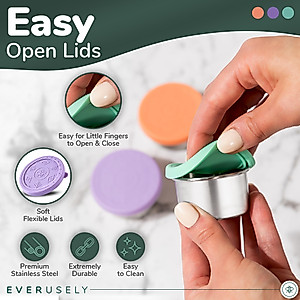 Everusely 3 x 1.7oz Leakproof Salad Dressing Container To Go, Stainless Steel Small Condiment Containers with Lids, Sauce Containers For Lunch Box, Dressing Cups with Lids, Dip Containers, Sauce Cups