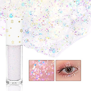 Geeneiya Liquid Glitter Eyeshadow Korean Makeup Under Eye Shadow Bling,Pigmented, Long Lasting, Quick Drying, Loose Glitter Glue for Crystals EyeMakeup (Colorful Galaxy 01)