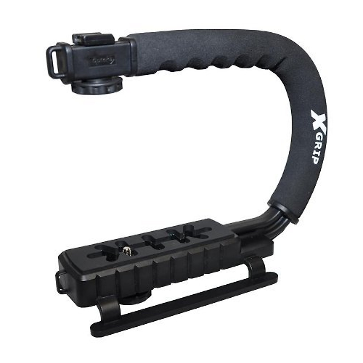 Opteka VM-8 Mini-Shotgun Microphone X-Grip Professional Camera/Camcorder Action Stabilizing Handle with Accessory Shoe for Flash, Mic, or Video Light