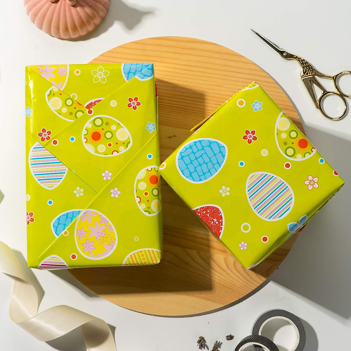 WRAPAHOLIC Wrapping Paper Sheet - Spring Easter Pattern for Birthday, Holiday, Party, Baby Shower - 1 Roll Contains 6 Sheets - 17.5 inch X 39.3 inch Per Sheet