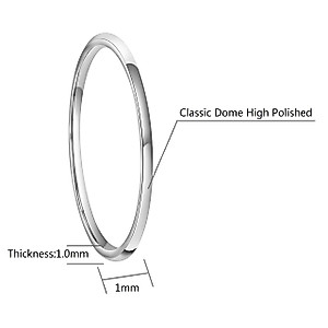 Kingary Rare 1mm Thin Tungsten Wedding Band Matching Ring Silver/Black/Rose Gold/Yellow Gold Ladies Women Plain Dome Polished Comfort Fit Size 4 To 10 (1mm Silver,8)