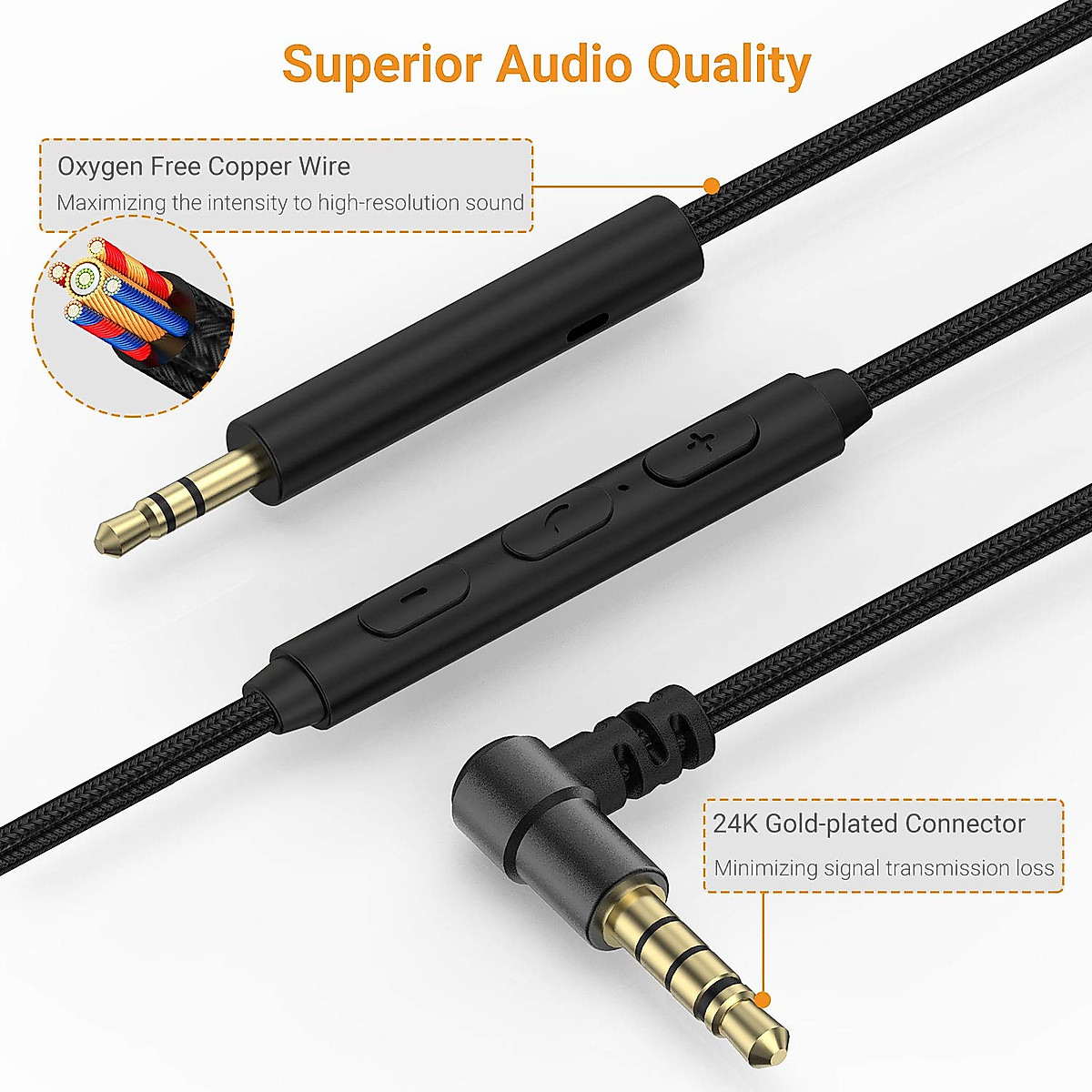 Cubilux 3.5mm to 2.5mm Headphone Cable with MIC Compatible with Bose QuietComfort 45/35/25 Noise Cancelling 700, Sennheiser Momentum 4, JBL Tune 760/750/720BT/710/700/660/600 Live 660/650/500, 4 FT