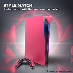 HAPROUND PS5 Face Plates for Disc Edition, Replacement Cover Plates, ABS Shell, Hard Shockproof PS5 Console Cover (Cosmic Red)