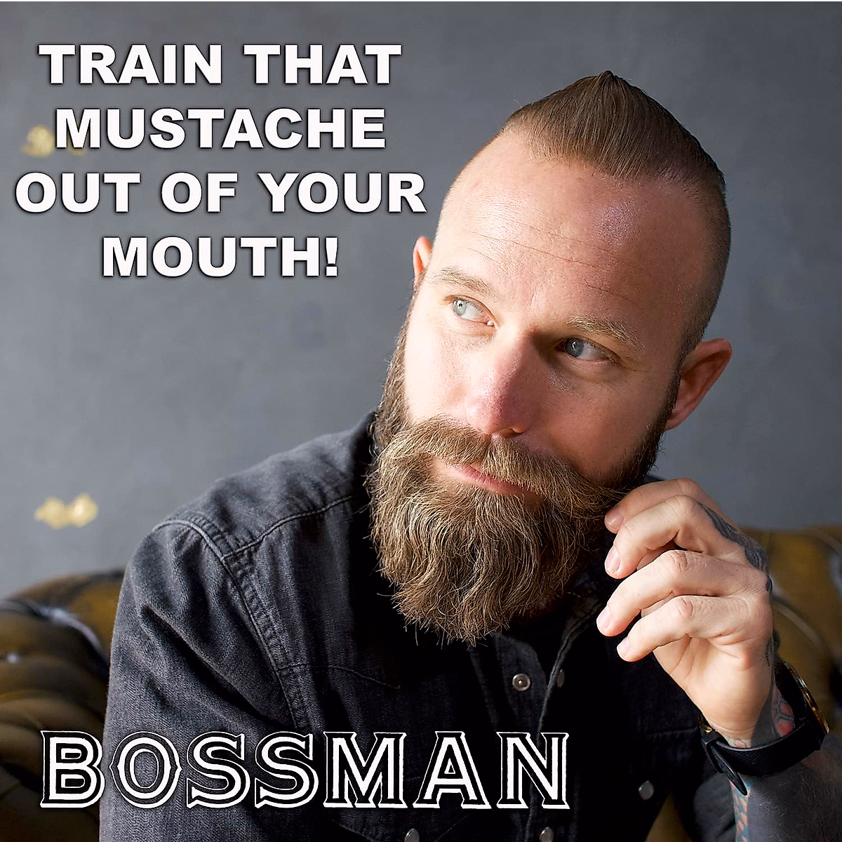 Bossman MUDstache Unscented Mustache Wax – No Pull - Spreads Easy for a Strong Non-Tacky 24 hr Hold - Tame, Train and Style - Moustache Wax for Men (1oz)