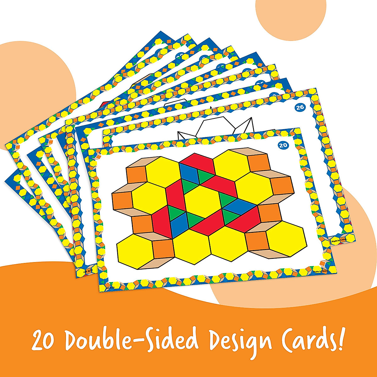 Learning Resources Pattern Block Activity Set, 20 Double-Sided Cards, Puzzles for Kids, Easter Gifts for Kids, Ages 4+