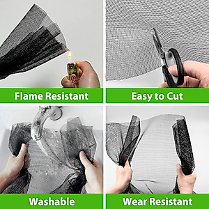 Replacement Window Screens, 48X118 Inch Durable Window Screen Mesh for Patio Porch Door Windows, DIY Adjustable Fiberglass Screen Repair Kit Sliding Net Roll Pet, Black by Ouskr