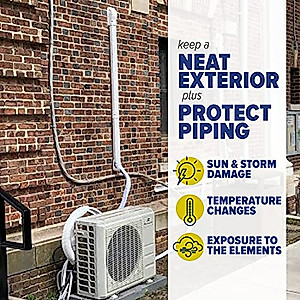 Sealproof Mini Split AC Line Set Cover Kit, 4" Decorative White Professional Grade PVC Kit Provides 15 FT Line Coverage for Ductless Mini Split Air Conditioners and Heat Pumps