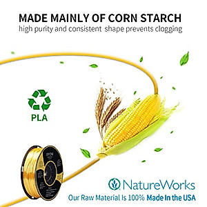 ERYONE Silk PLA Filament for 3D Printer, 1.75mm, -0.03mm, 1kg (2.1LBS)/Spool, Silk Glod