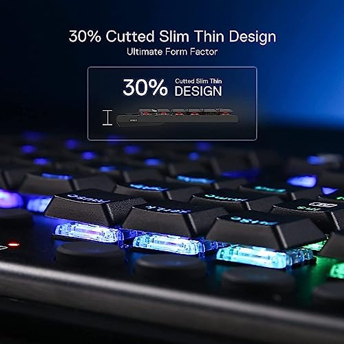 Redragon K619 Horus RGB Mechanical Keyboard, Ultra-Thin Designed Wired Gaming Keyboard w/Low Profile Keycaps, Dedicated Media Control & Tactile Brown Switches, Pro Software Supported