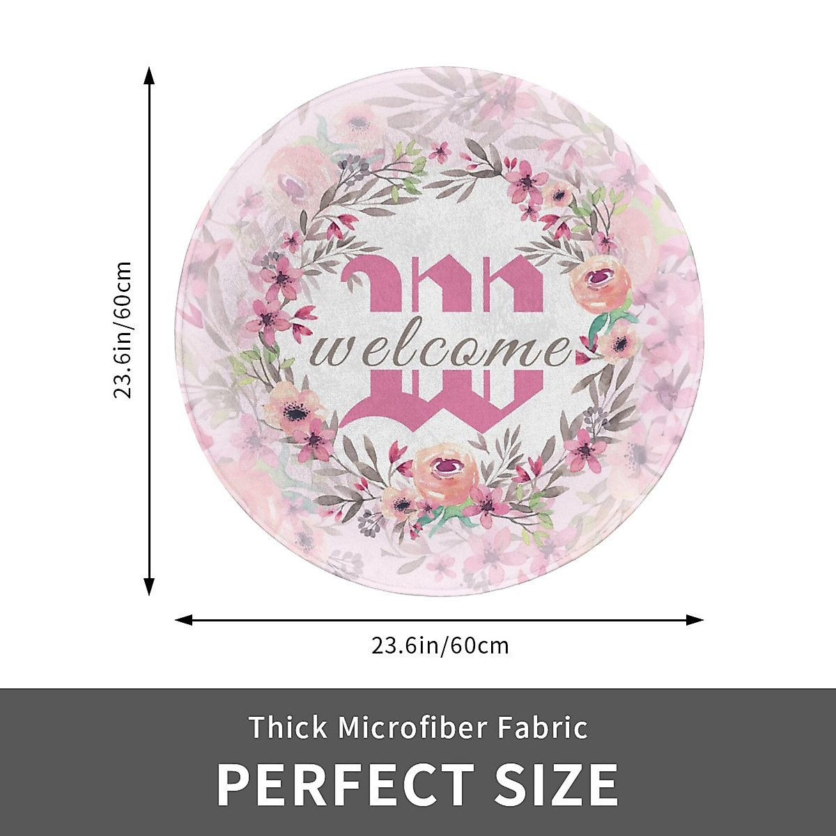 buxvhre Custom Round Floor Mat Personalized Bath Mat Add Your Photo Text Non-Slip Bath Rug Door Mat for Home Kitchen Bedroom Office Garden