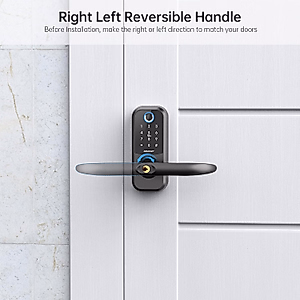 Smart Lock,SMONET Fingerprint Door Lock with Keypad,Keyless Entry Door Lock with Handle,Wireless Electronic Bluetooth Digital Auto Door Lock with Free APP Key Fob Passcode,Smart Locks for Front Door