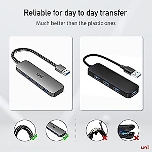 USB Splitter for Laptop 4-Port, uni Ultra-Slim USB 3.0 Hub, Multiple USB Port Expander Compatible with Keyboard and Mouse Adapter, PC, MacBook Air, Mac Pro, iMac, Surface Pro, Flash Drive, Mobile HDD