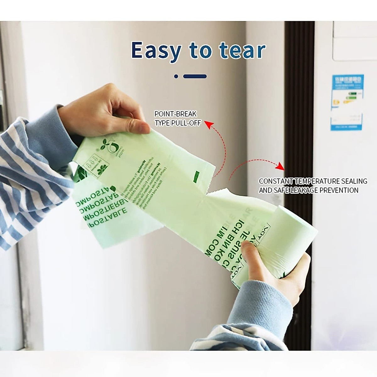 150 Pieces Compostable Trash Bags Biodegradable Kitchen Food Waste Bag, Corn Starch Garbage Bags,Life and Office Scraps Bag Fresh Air Biodegradable Compost Bags