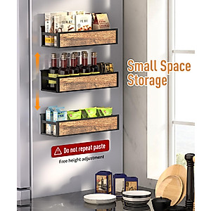 beibeiqi Spice Rack Organizer for Wall, Adhesive Hanging Organizer -3 Packs Storage Rack Zero Installation with 3 Hooks for Refrigerator and Cabinet,Microwave,Camper