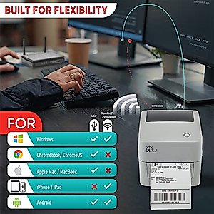 Arkscan 2054K-BT for Bluetooth Wireless Shipping Label Printer on iPhone Windows Mac Chromebook Android Support Amazon Ebay Paypal Shopify Shipstation UPS USPS FedEx Fanfold Direct Label