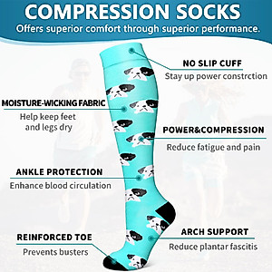 Bluemaple 6 Pack Copper Compression Socks for Women and Men Circulation-Best Support for Medical, Running,Nursing,Athletic