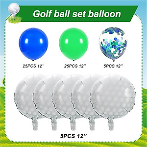 Whaline 60 Pcs Golf Sport Theme Decoration Set 18 Inch Golf Foil Balloons 12 Inch Navy Blue Green Latex Balloons Glitter Confetti Balloons for Wedding Birthday Baby Shower Party House Decorations