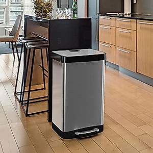Innovaze 14.5 Gal./55 Liter Rectangle Step-On Stainless Steel Trash Can for Kitchen