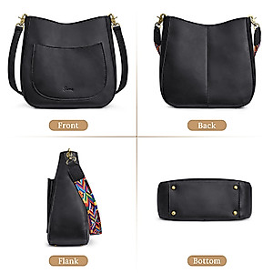 S-ZONE Women Genuine Leather Hobo Bag Crossbody Bucket Purse Vintage Shoulder Handbag with Woven Strap