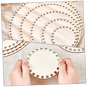 Cabilock 20 pcs Woven bag base knitting kit DIY kits wooden purse crochet basket bottom Unfinished Wooden Round Weaving Knitting Base Wood Base For Wood Bag Base Bag Bottom Crochet Supply