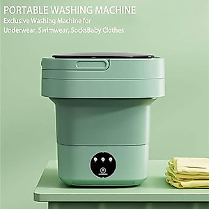 Portable washing machine foldable,Mini washer machine，8Litre large capacity Mini Washer for Underwear,Mini laundry machine suitable for Travel, RV, Camping, Home or Apartments Laundry Used (green)
