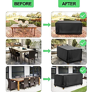 Zhadongli Art Outdoor Furniture Covers, Patio Table Covers, Waterproof, Anti-UV Outside Sectional Sofa Set Covers with Windproof Buckle Strap and Adjustable Drawstring 84" Lx52 Wx28 H