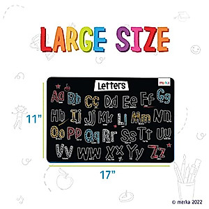 merka Coloring Placemats for Kids Placemats Kids Coloring Placemats Set of 4 Reusable Mats with 4 Colored Chalks Spaceships Astronauts and The Alphabet